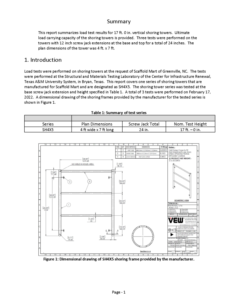 4' X 5' Shoring Frame Load Test Results | ScaffoldMart