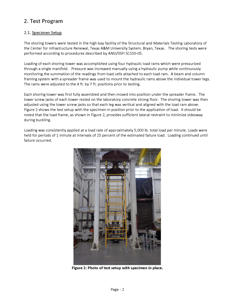 4' X 5' Shoring Frame Load Test Results | ScaffoldMart