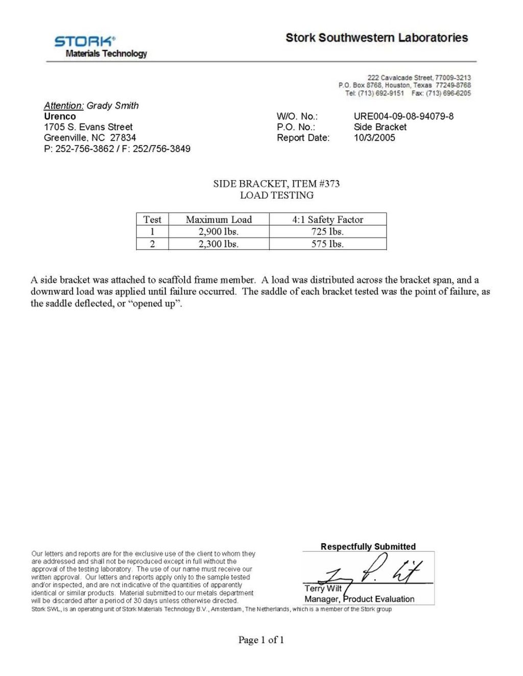 Saddle Side Bracket Load Test | ScaffoldMart
